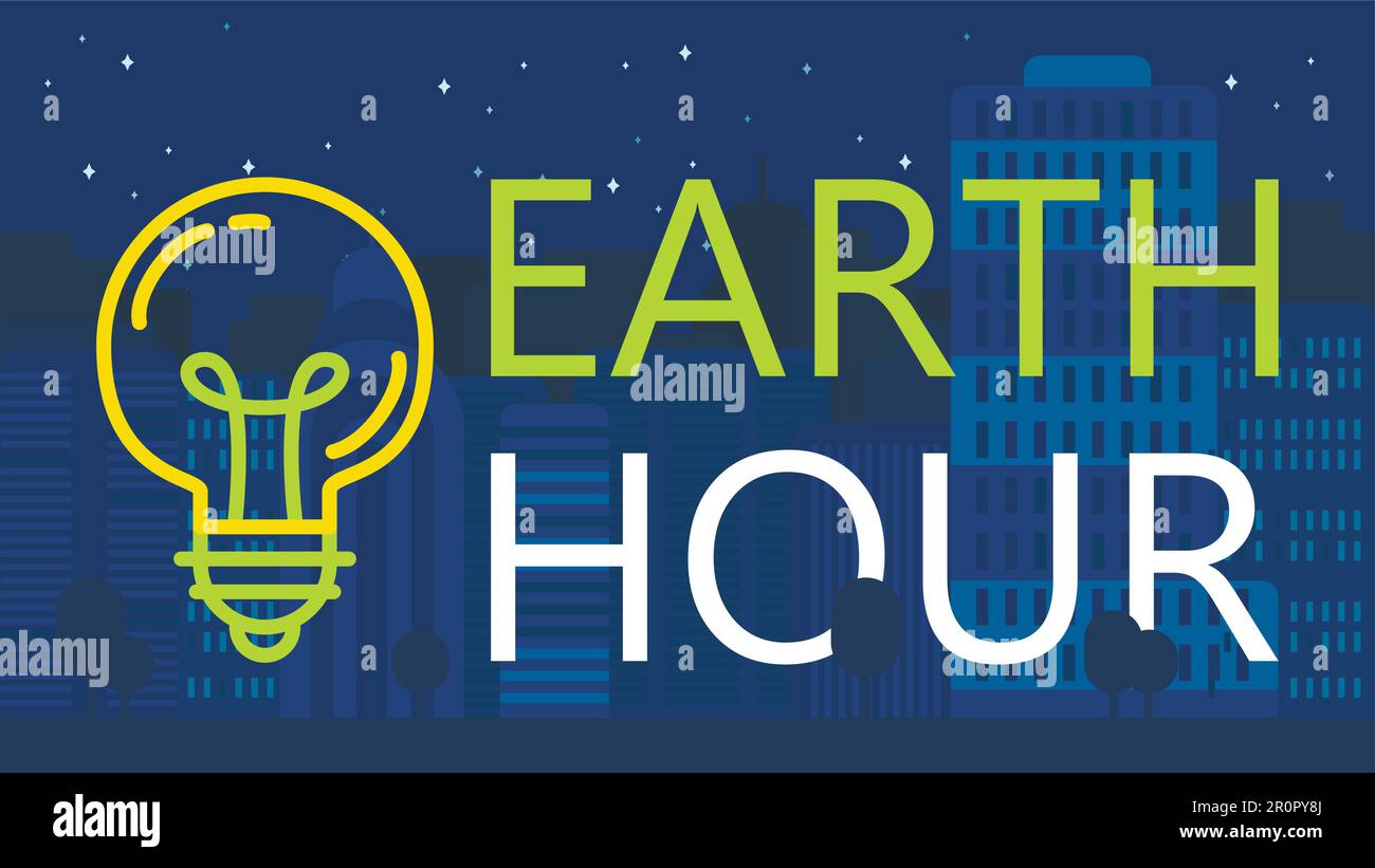 Earth Hour Banner With Lamp And Text. Ecology poster. Vector Stock ...
