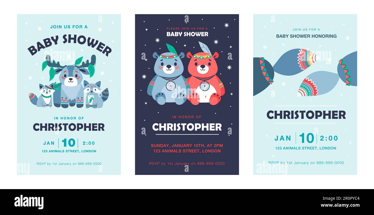 Trendy party invitation designs with funny tribal animals Stock Vector ...