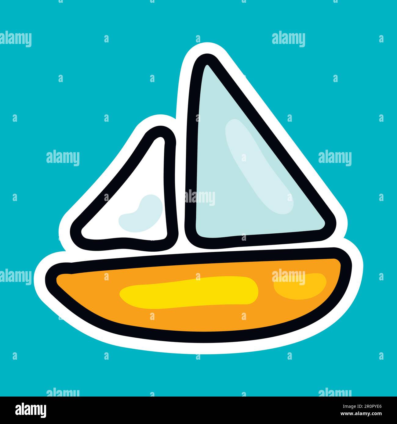 Vector ship or boat in cartoon style. Isolated icon of ship in sea or ...