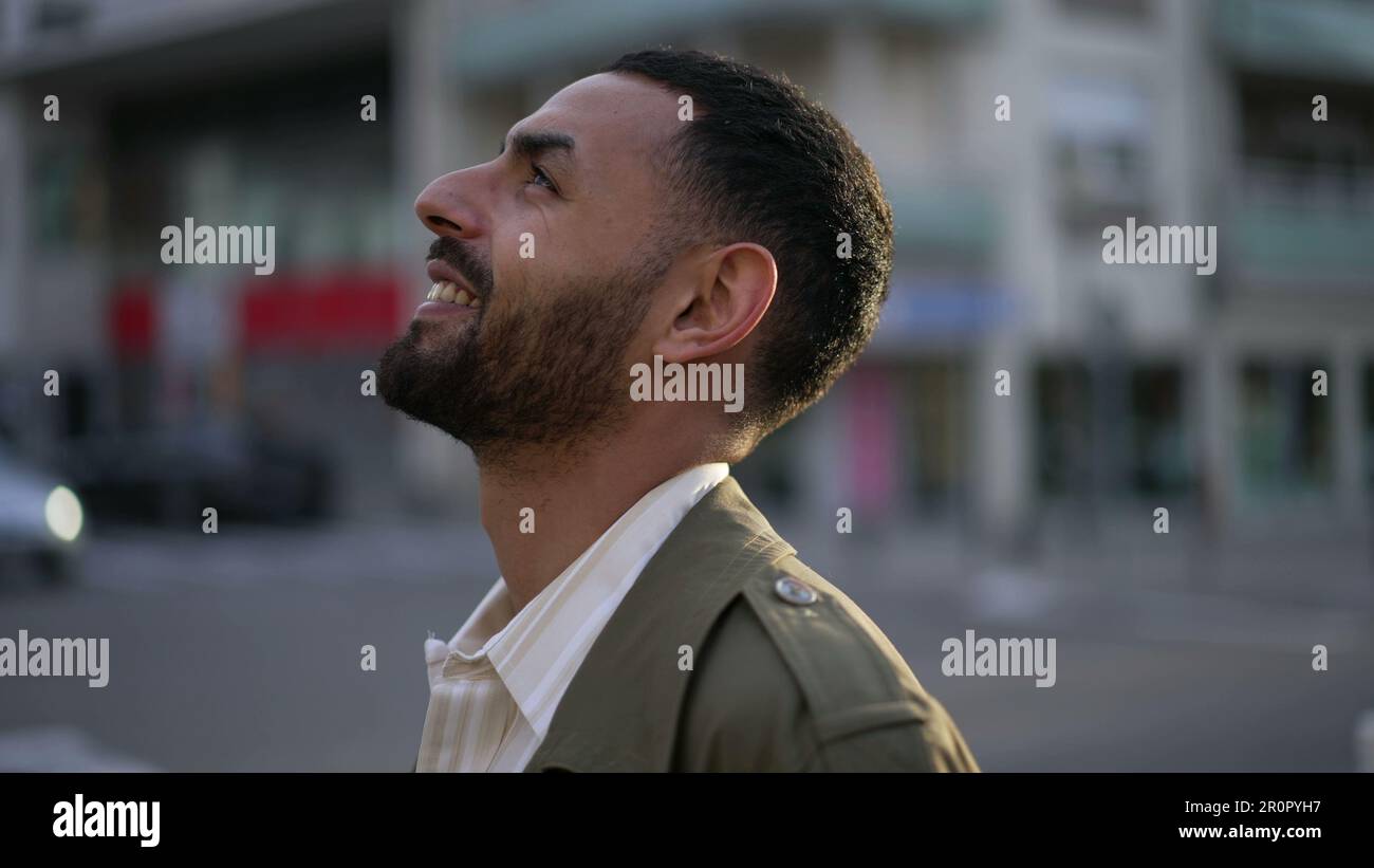 Spiritual Arab Man Contemplating the Future with a Hopeful Gaze ...