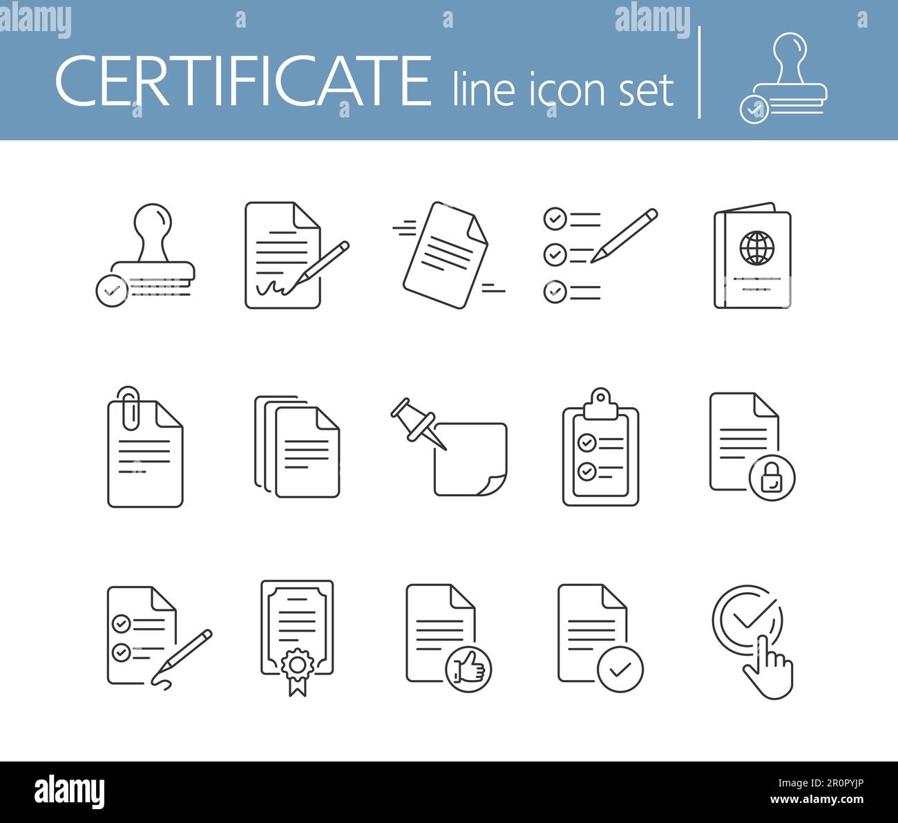 Certificate line icon set Stock Vector Image & Art - Alamy