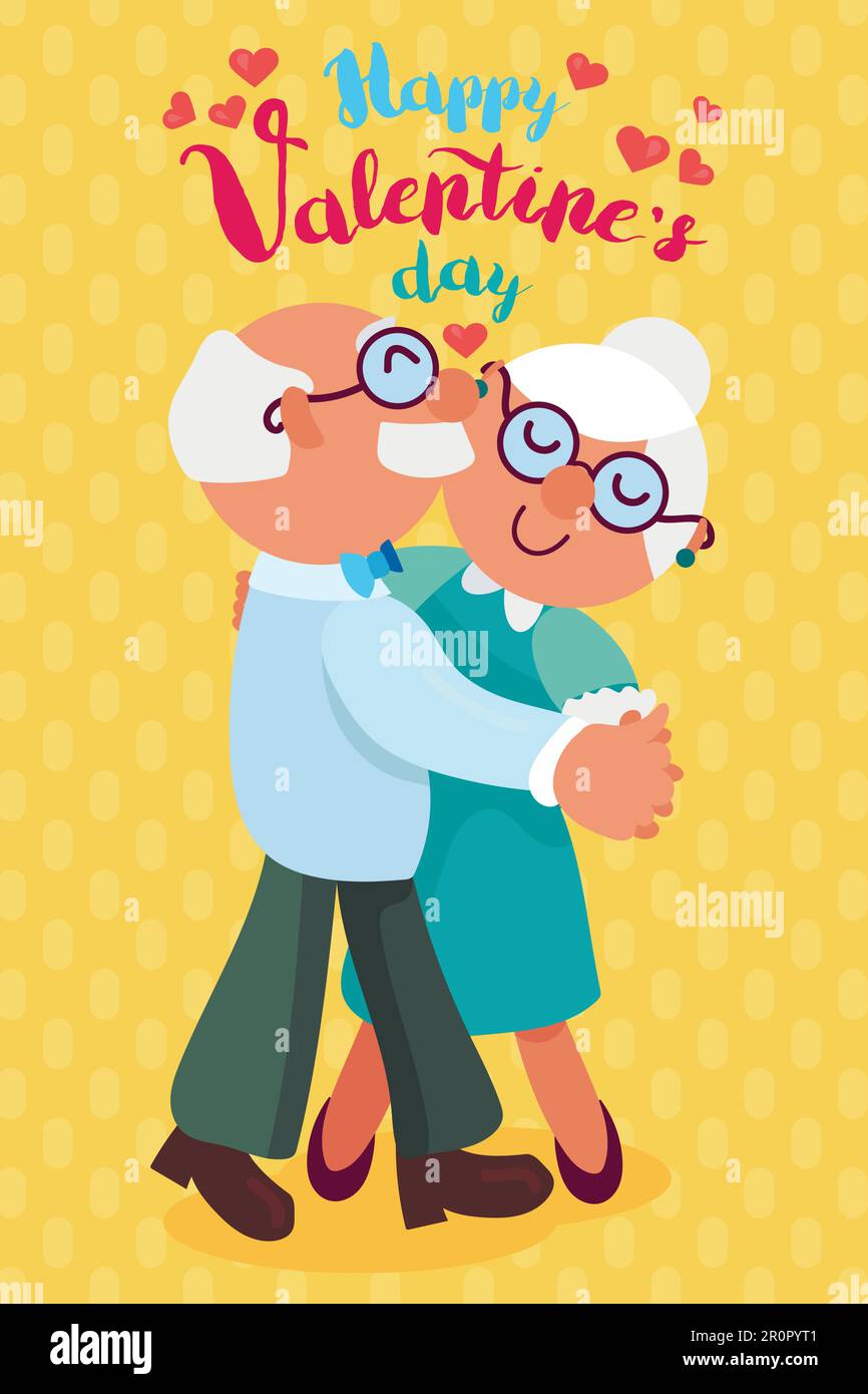 Happy Valentines Day Greeting Banner with dancing and smiling ...