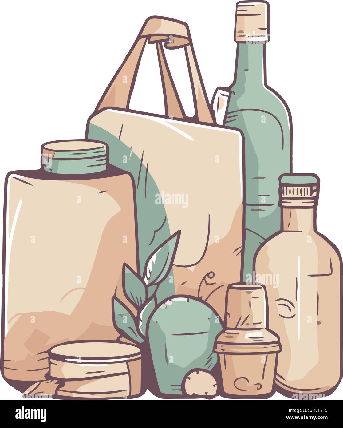 Organic herb bottle and grocery bag Stock Vector Image & Art - Alamy