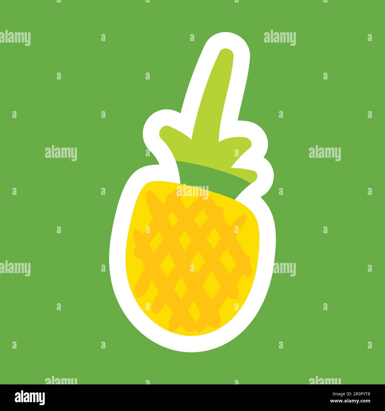 Pineapple cartoon sticker. Nice berry. Girl fashion patch. Sweet and ...