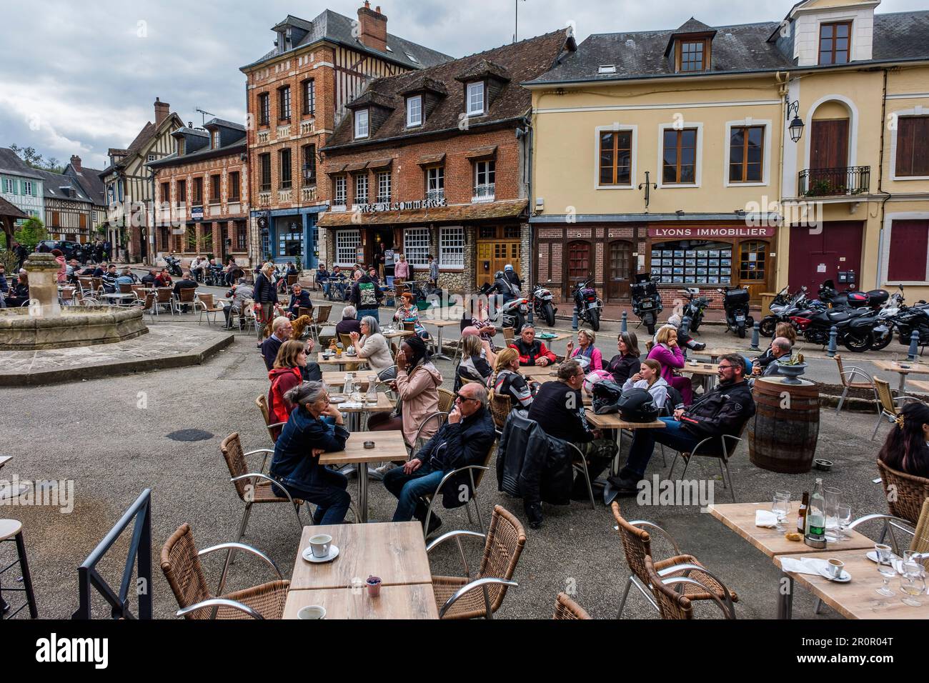 In the center of Lyons-la-Foret, the different restaurant and pub attract the tourist at their ...