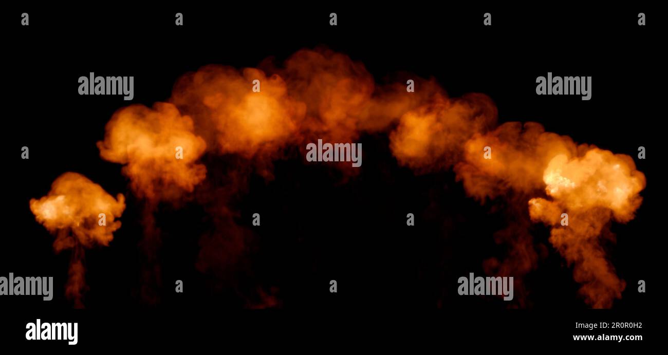 Series of powerful burstings with fire, isolated - object 3D ...