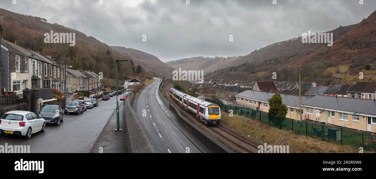 Transport For Wales class 170 turbostar train passing the rows of ...