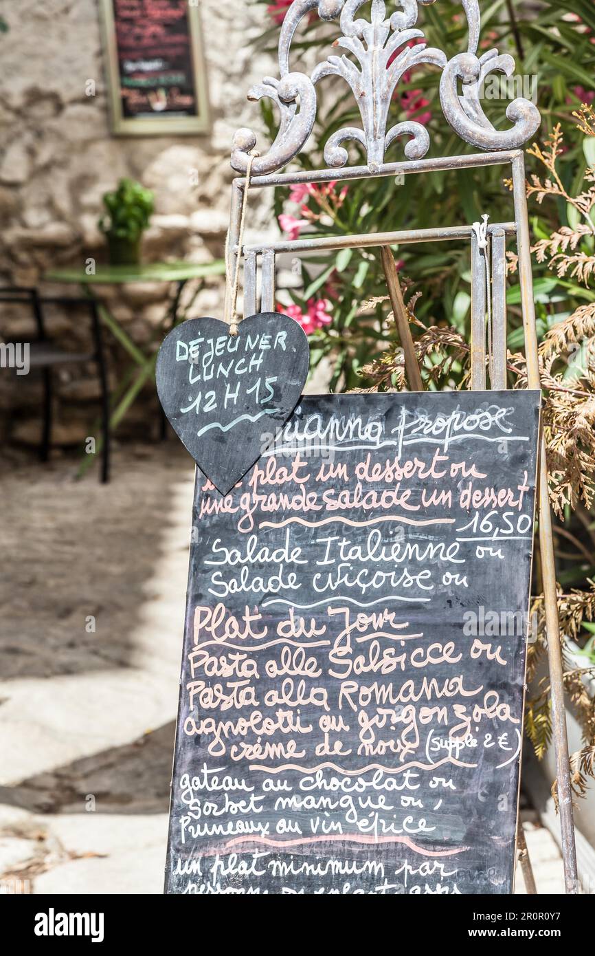Detail of a tipical French menu in Provence - France Stock Photo - Alamy