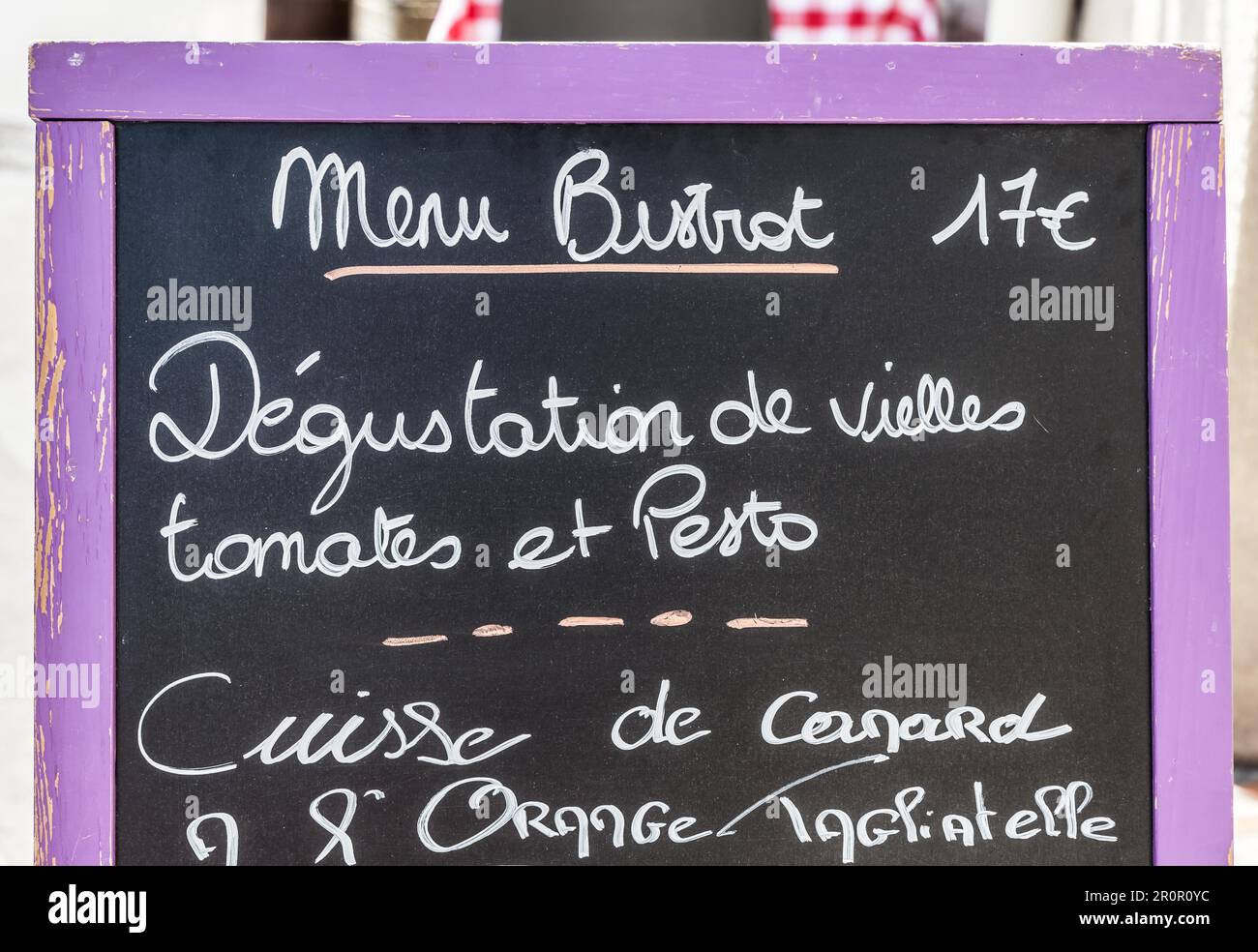 Detail of a tipical French menu in Provence - France Stock Photo - Alamy