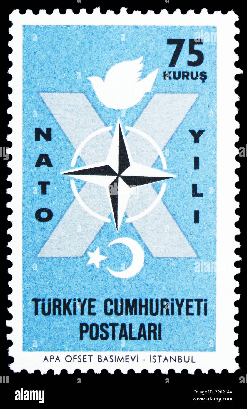 MOSCOW, RUSSIA - APRIL 08, 2023: Postage stamp printed in Turkey shows ...