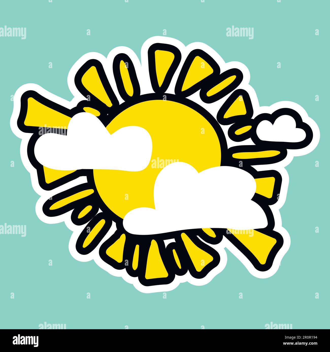 Vector sun in cartoon style. Isolated icon of sun or good weather with ...