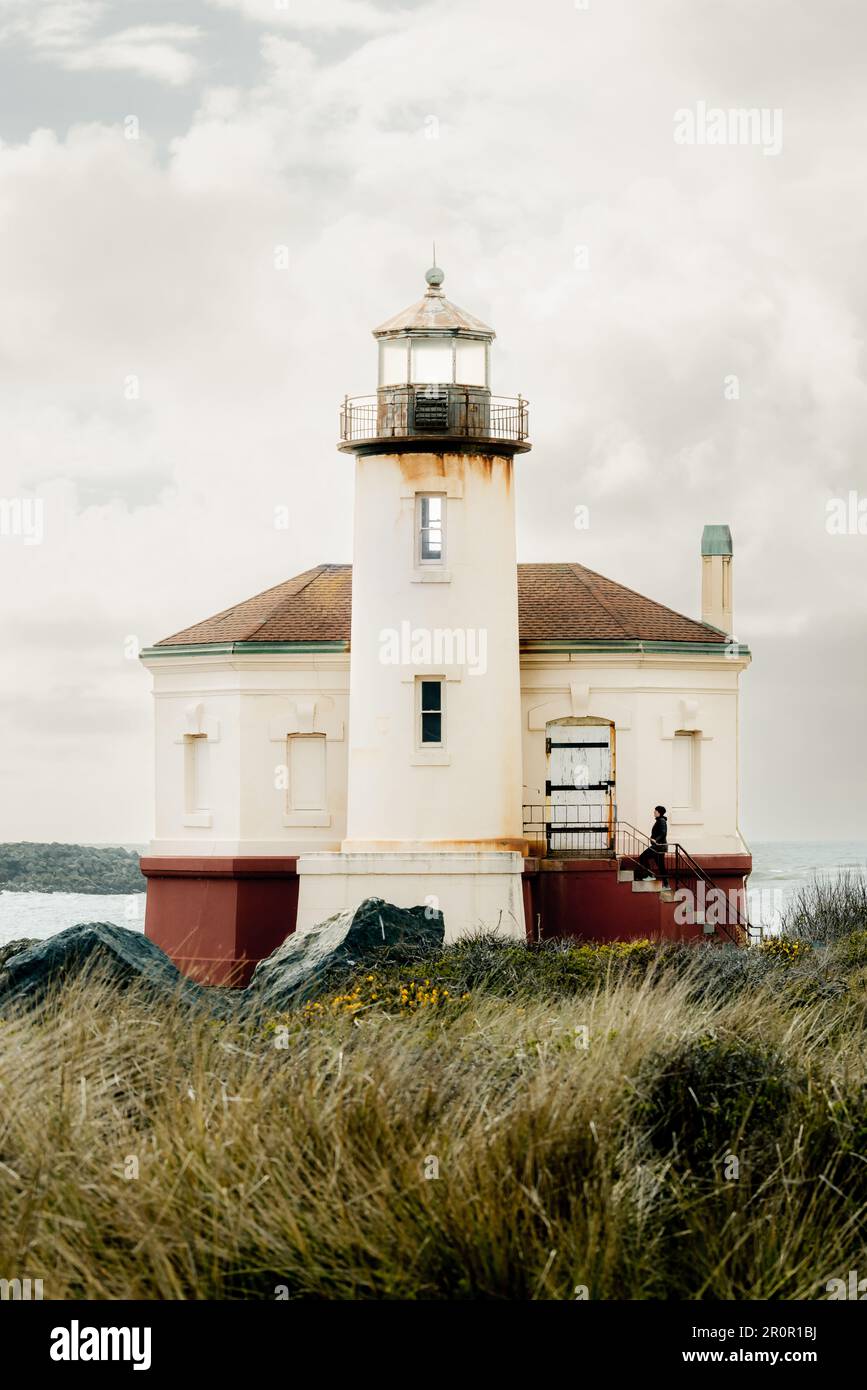 Coquille River Lighthouse in Bandon Oregon USA in Bullards Beach State ...