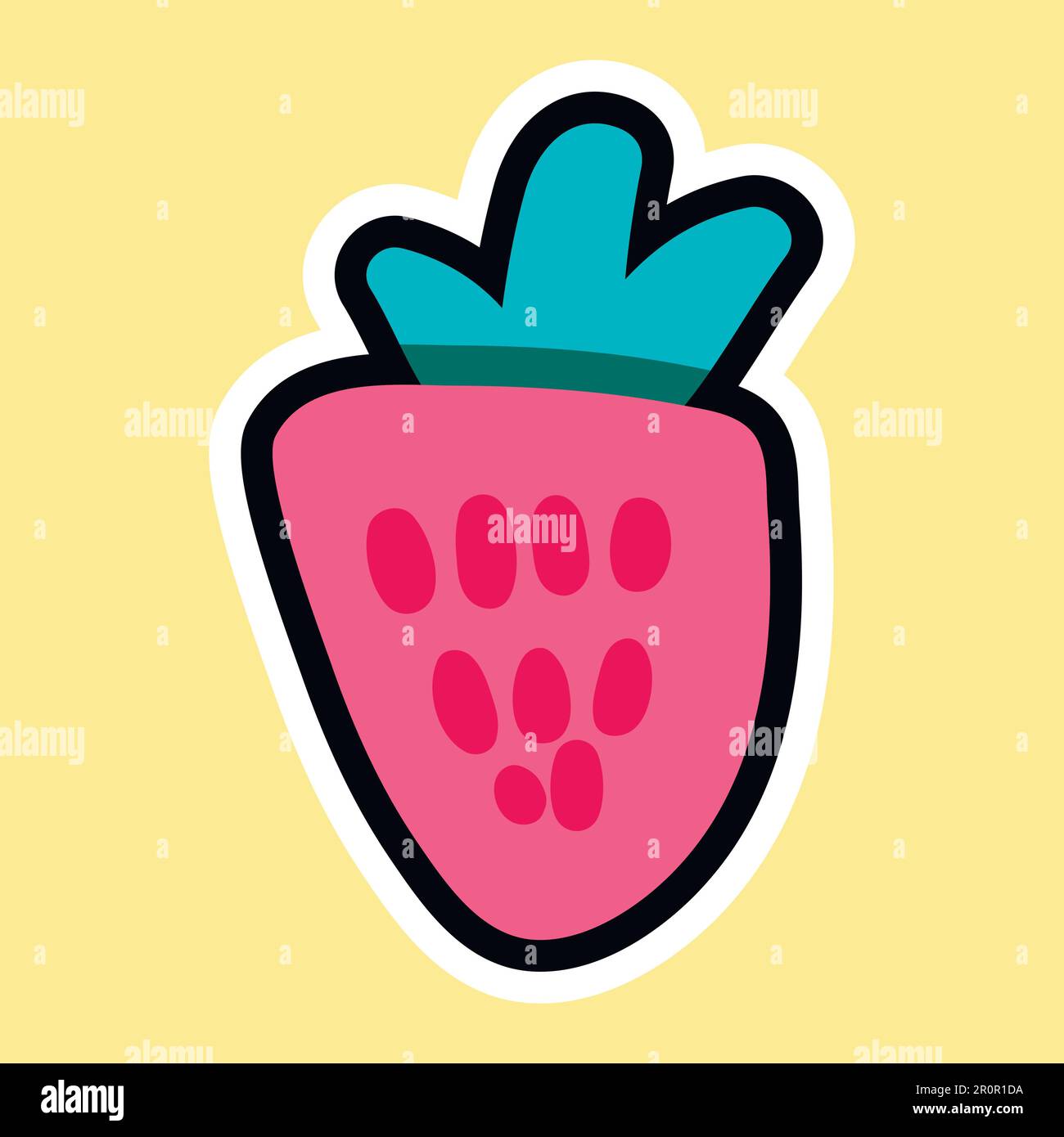 Vector Strawberry In Cartoon Style Isolated Icon Of Strawberry Or Fresh Fruit Or Berry With