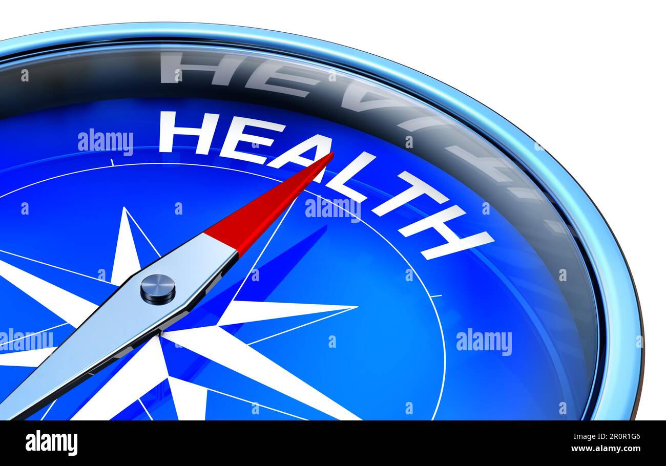 3D rendering of a compass with a health icon Stock Photo - Alamy
