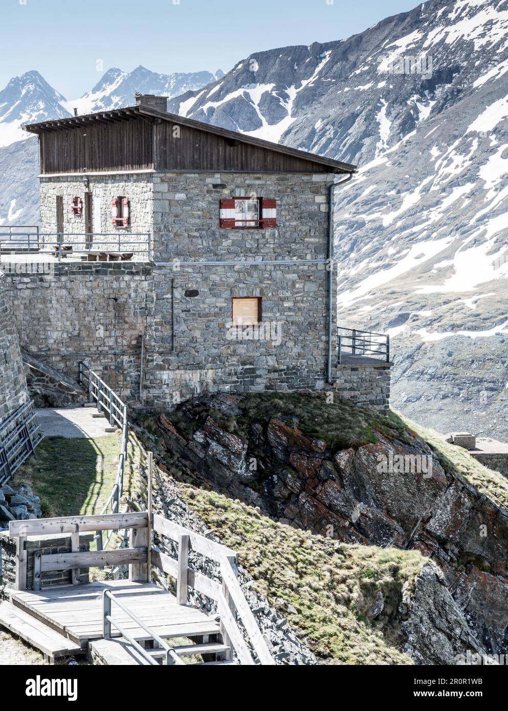 Alpine refuge house at the Grossglockner Group mountains, Heiligenblut ...