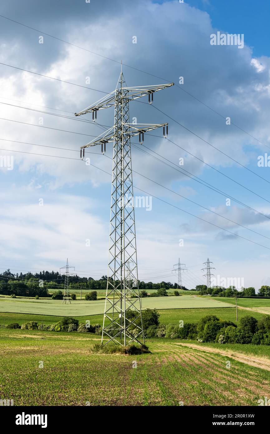 Power network in a rural landscape Stock Photo - Alamy