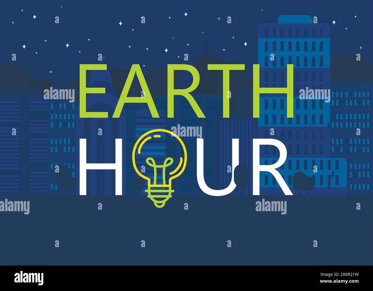 Earth Hour Banner With Lamp And Text. Ecology poster. Vector Stock ...