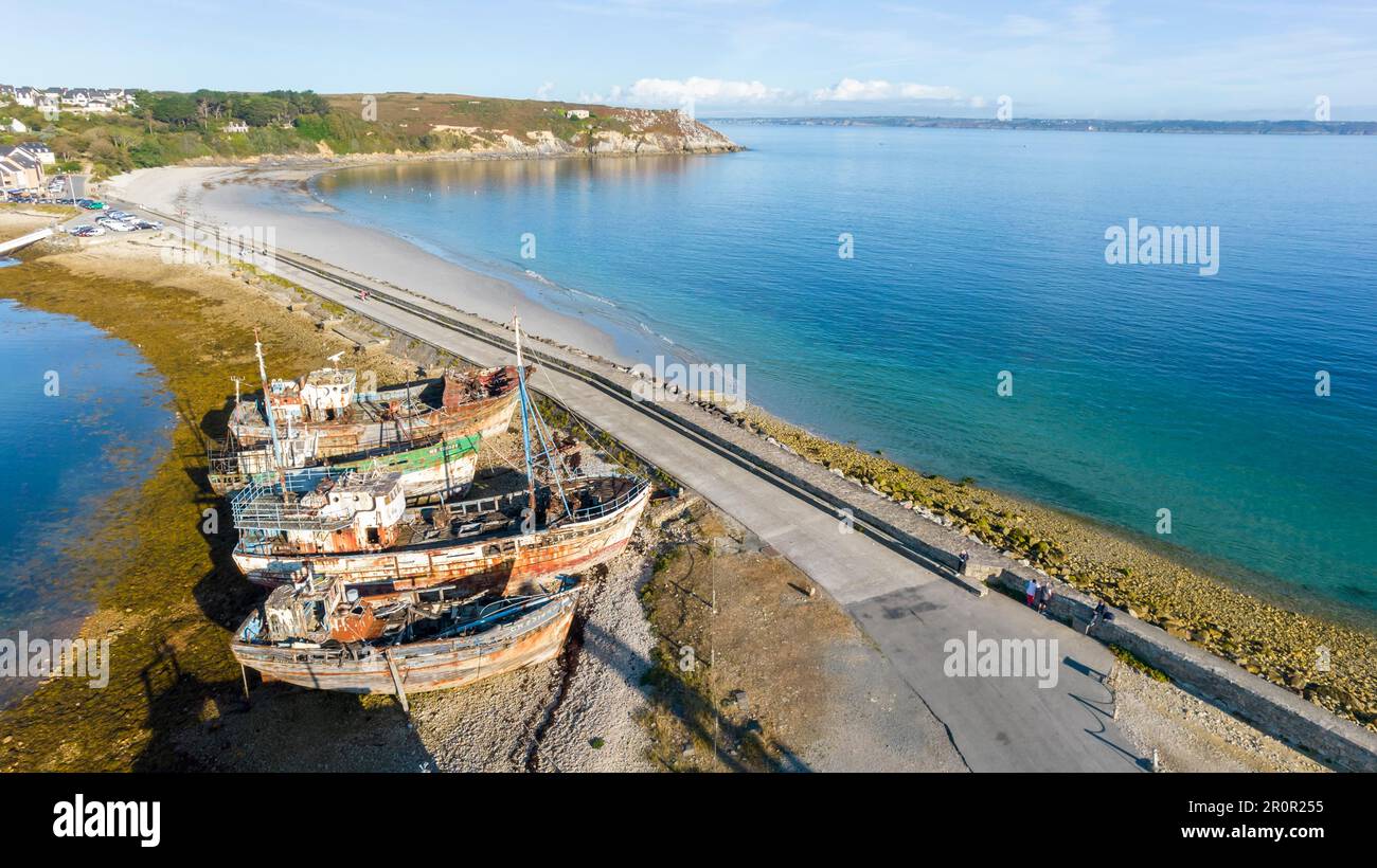 Shipwrecks in Camaret sur Mer harbour in Crozon peninsula, Brittany ...