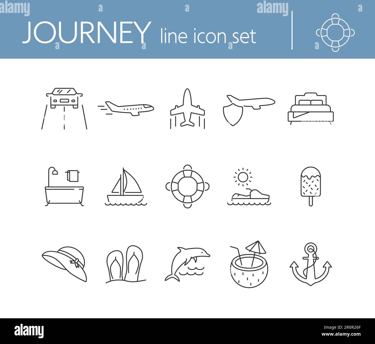 Journey line icon set Stock Vector Image & Art - Alamy