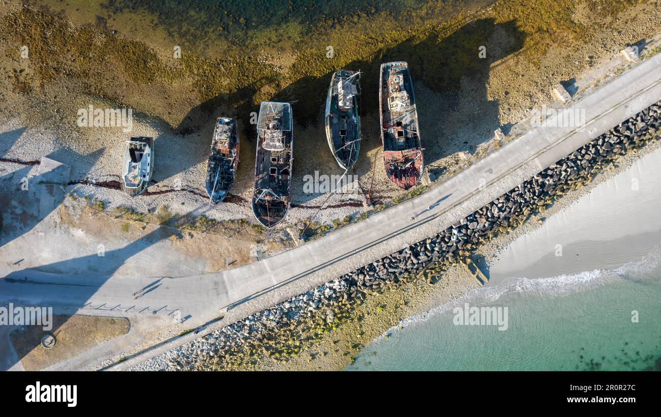 Shipwrecks in Camaret sur Mer harbour in Crozon peninsula, Brittany ...