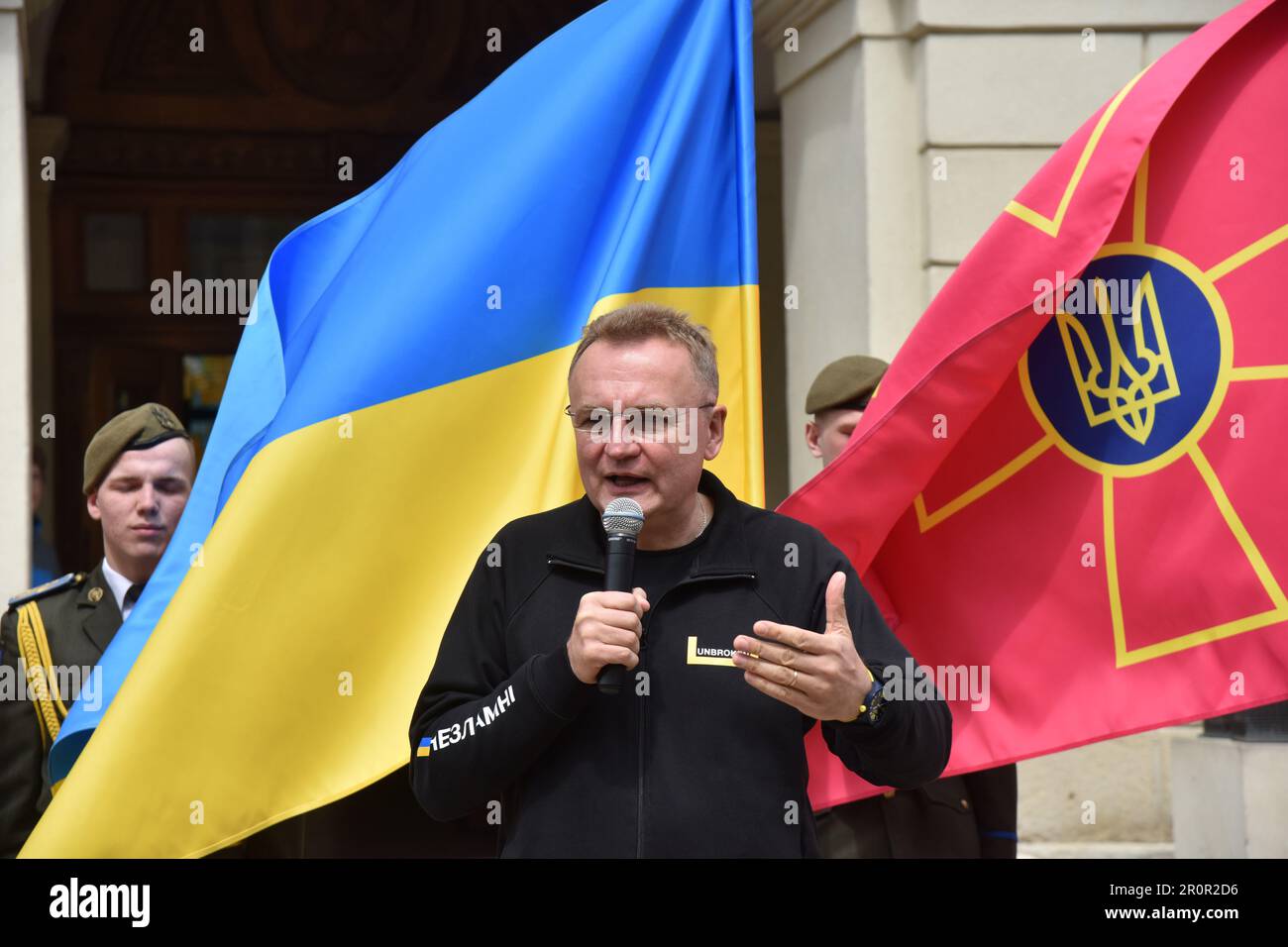 Lviv, Ukraine. 06th May, 2023. Mayor of Lviv Andriy Sadovy speaks ...