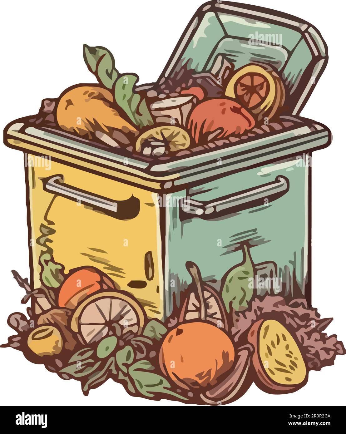 organic waste vegetables and fruits in basket Stock Vector Image & Art ...
