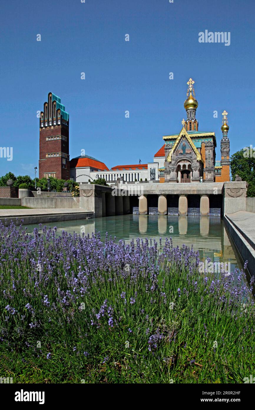 Mathildenhoehe with Wedding Tower, 1906, Exhibition Building, 1908 ...