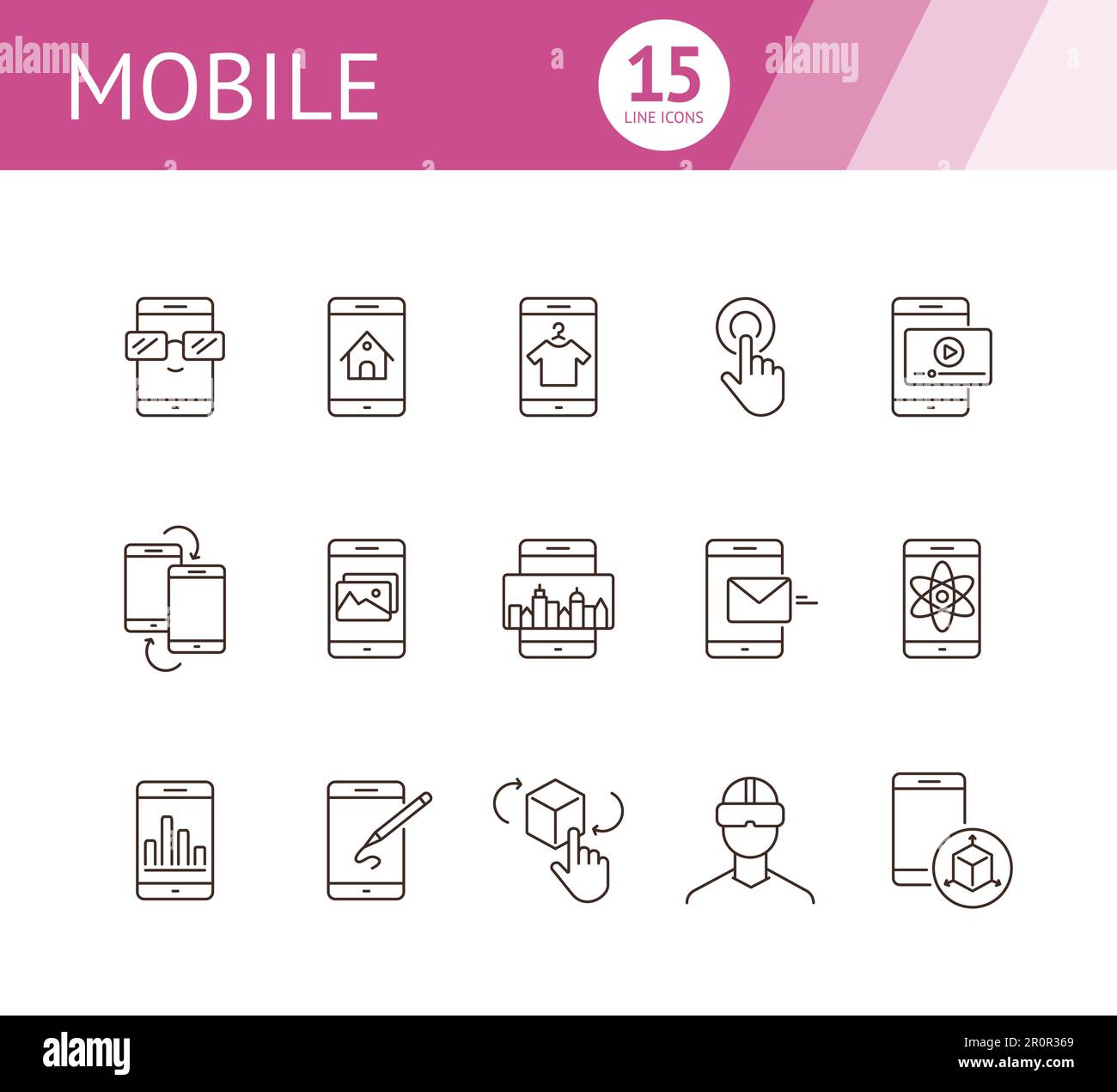 Mobile line icon set Stock Vector Image & Art - Alamy