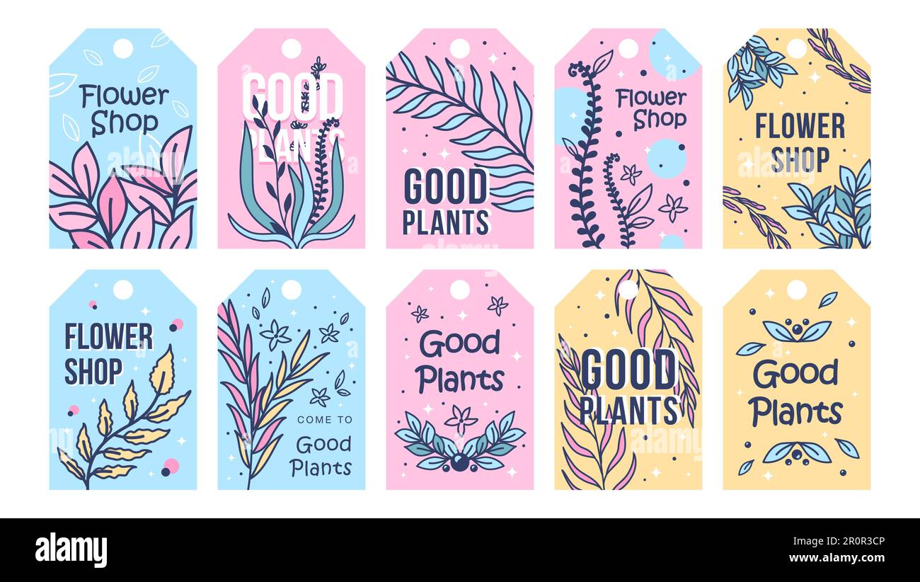 Labels with flowers set Stock Vector Image & Art - Alamy
