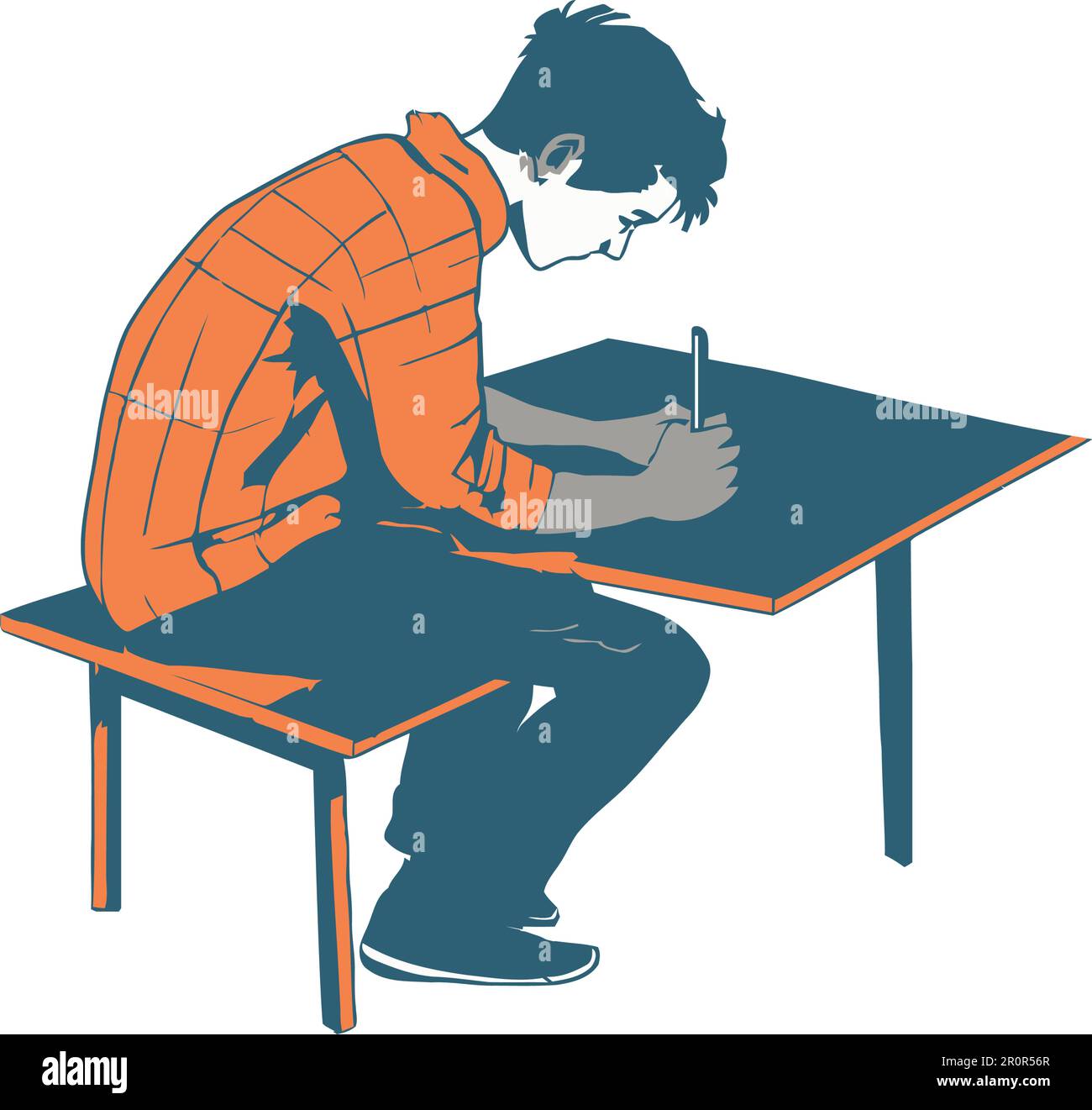 Boy working hard Stock Vector Images - Alamy