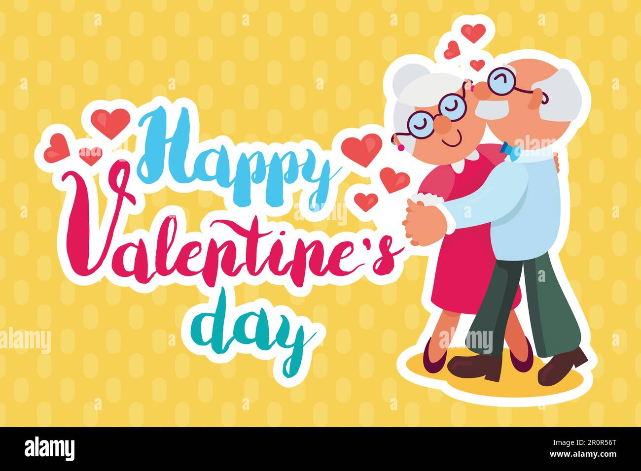 Happy Valentines Day Greeting Banner with dancing and smiling ...