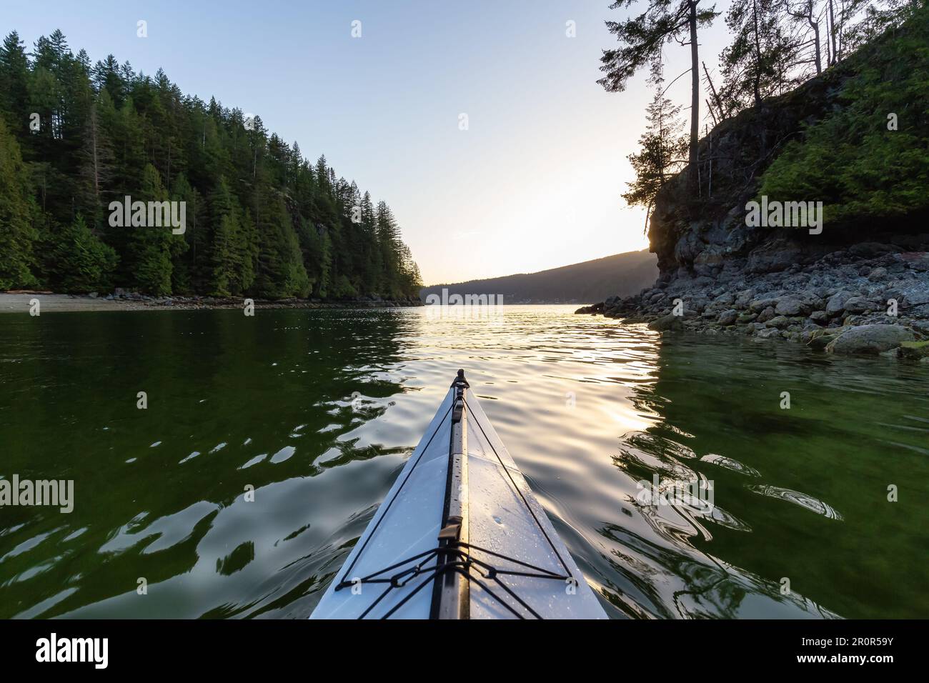 Kayaking in Indian Arm near Belcarra, Vancouver, BC, Canada Stock Photo ...