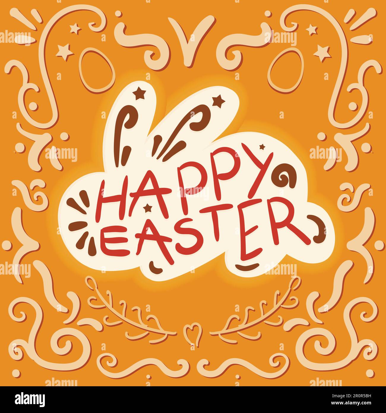 Vintage Happy Easter lettering in rabbit. Vector Stock Vector Image ...