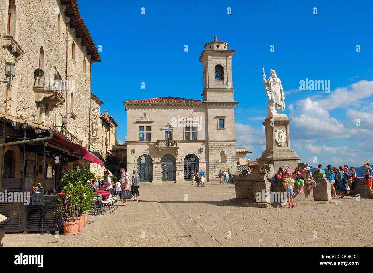 San Marino, Piazza della Liberta, Statue of Liberty, Monte Titano ...