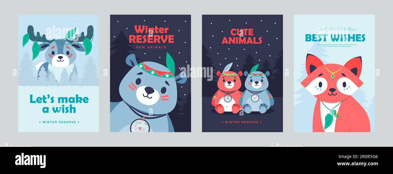 Stylish poster designs with cute mammals Stock Vector Image & Art - Alamy