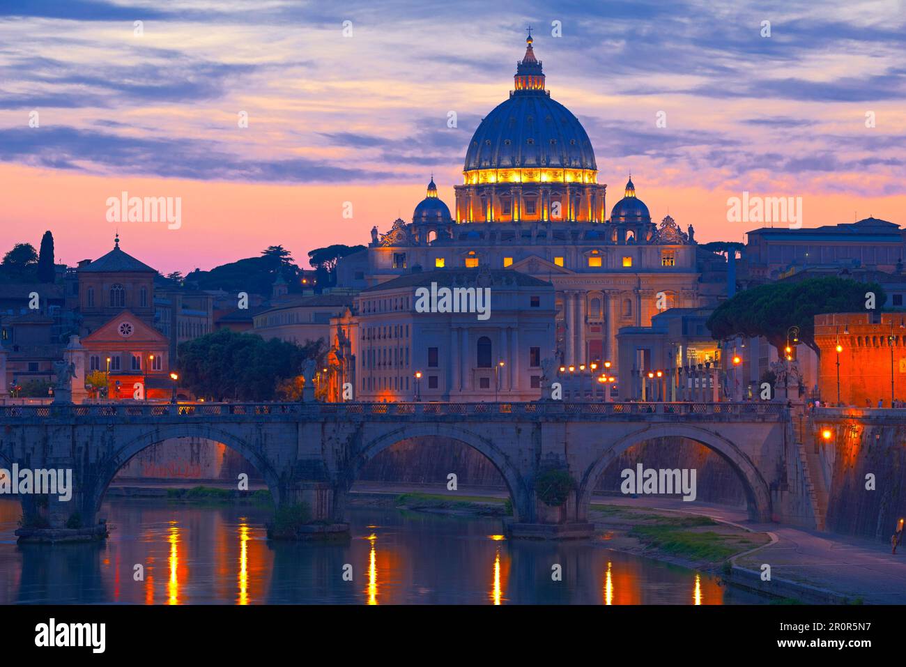 St. Peter's Basilica, Ponte Sant' Angelo, Sant'Angelo Bridge, Tiber ...