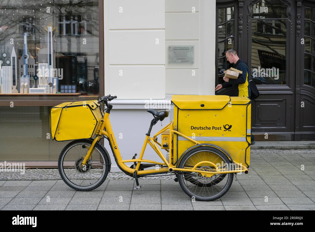 Postman, Bicycle, Kurfuerstendamm, Charlottenburg, Berlin, Germany ...