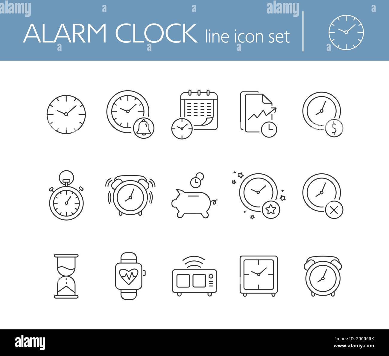 Alarm clock line icon set Stock Vector Image & Art - Alamy