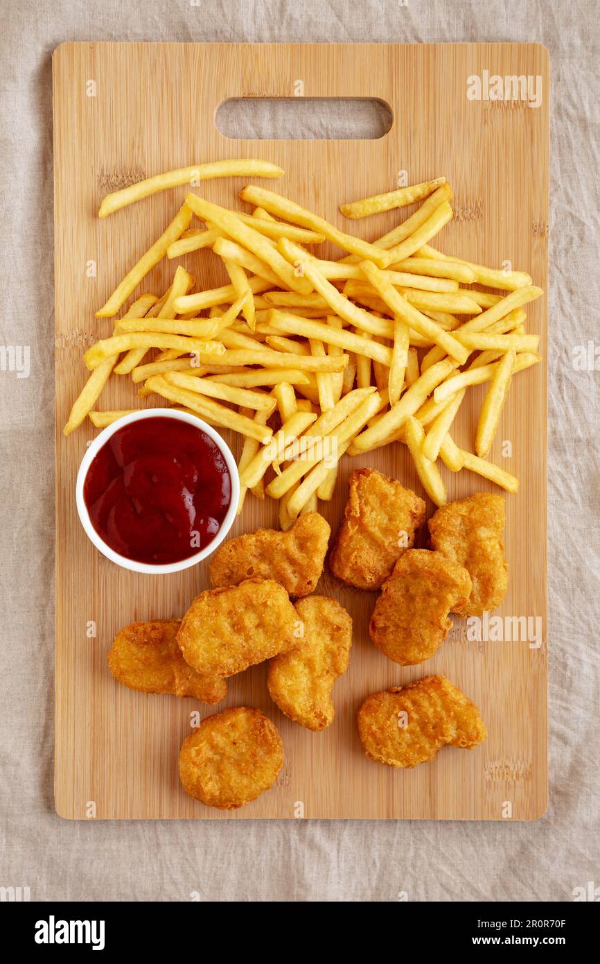 Chicken Nuggets and French Fries with Ketchup Ready to Eat. Flat lay ...
