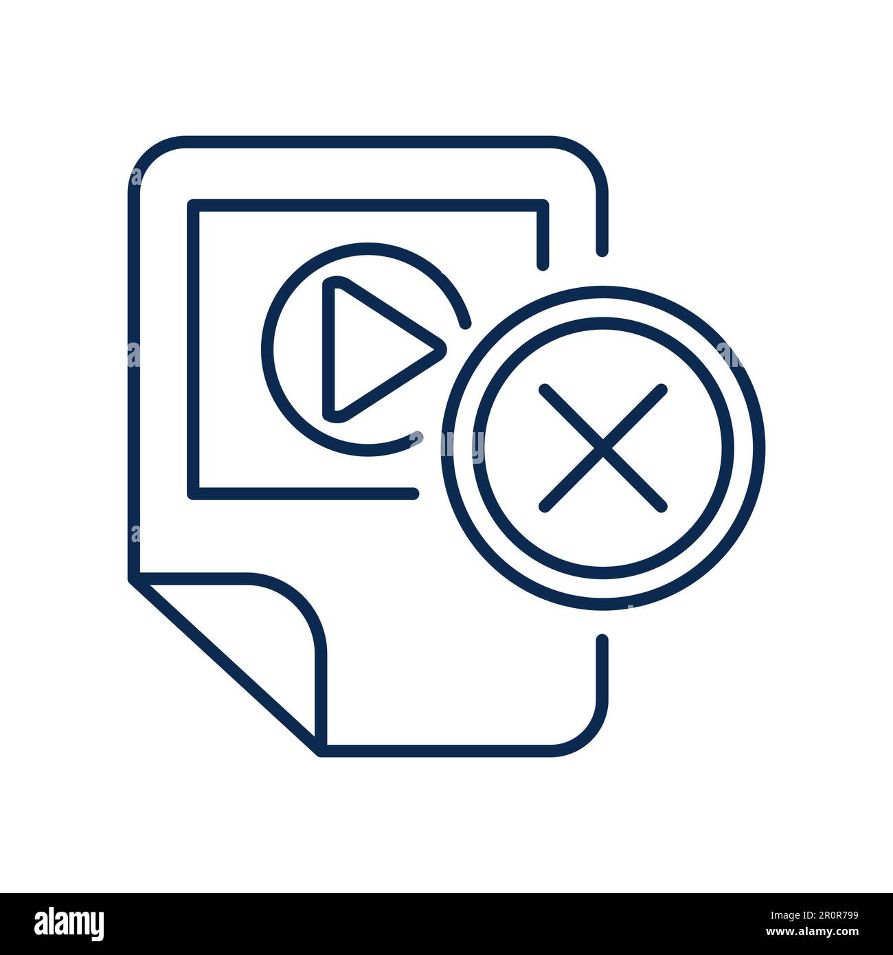 Multimedia player removal blue monochrome linear icon. App deletion ...