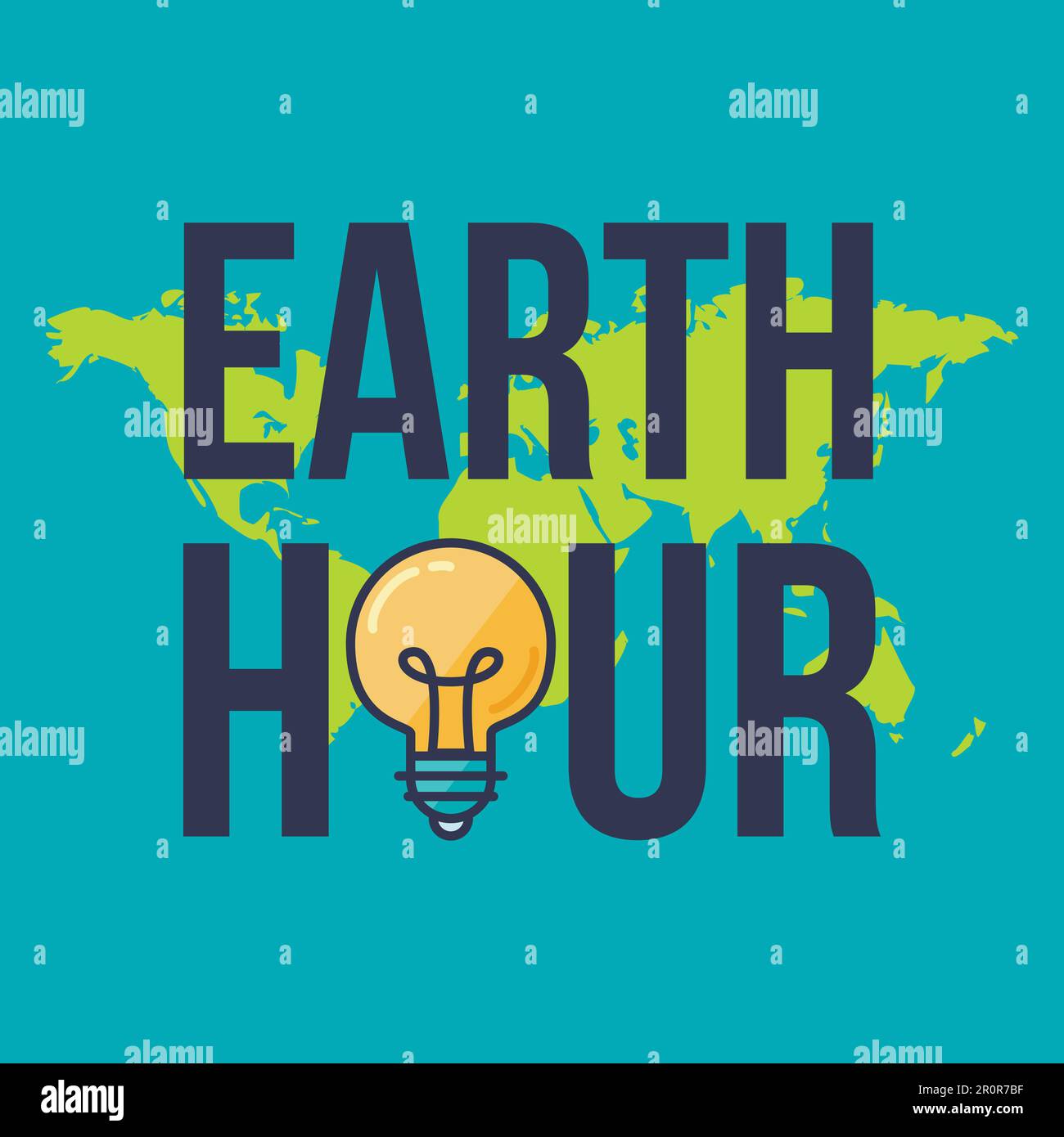 Earth Hour Banner With Lamp And Text. Ecology poster. Vector Stock ...