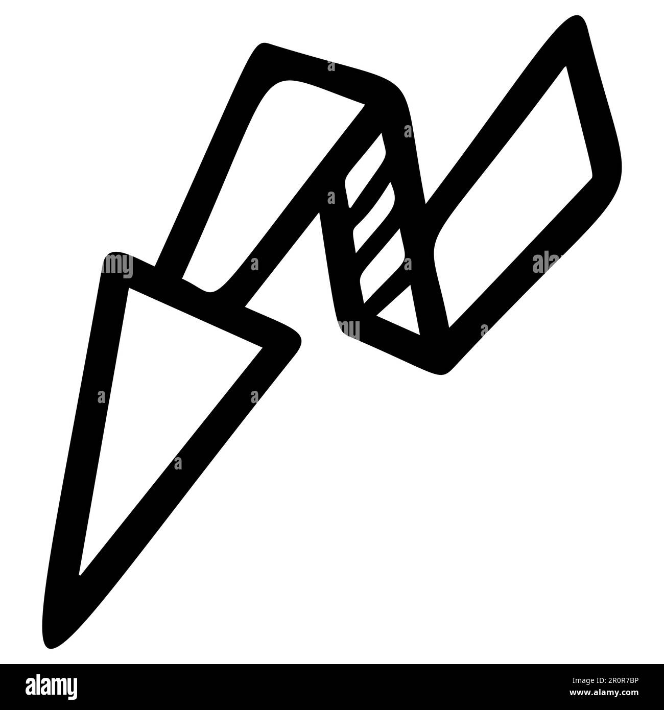 Zig zag down arrow hand drawn vector illustration. Navigation arrowhead ...