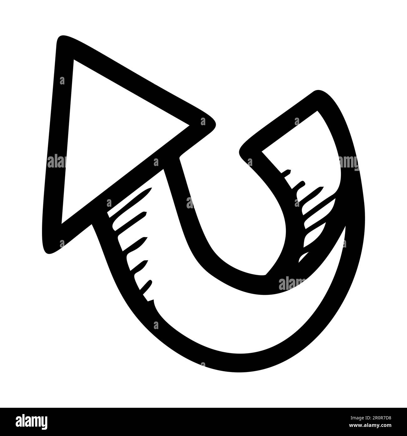 Spiral arrow hand drawn vector illustration. Navigation pointer sign ...