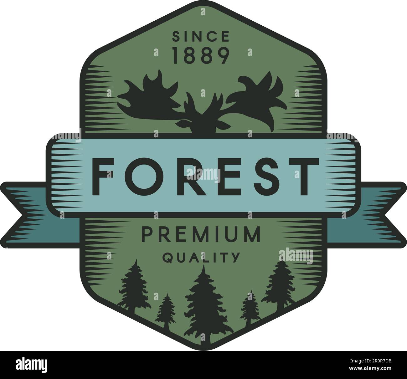 Forest color logo template. Wildlife recreational park retro vector ...