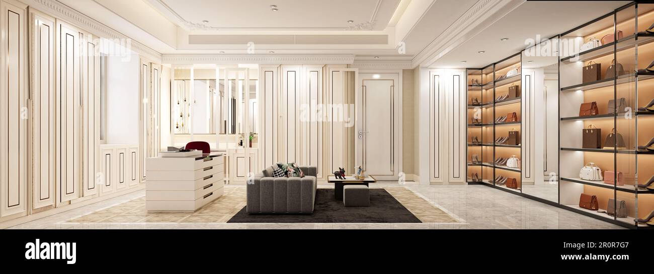 Modern fashion shop, store interior. 3d rendering Stock Photo - Alamy