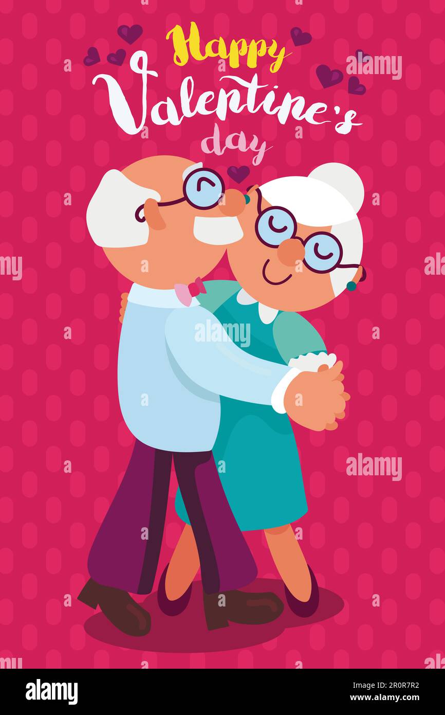 Happy Valentines Day Greeting Banner with dancing and smiling ...