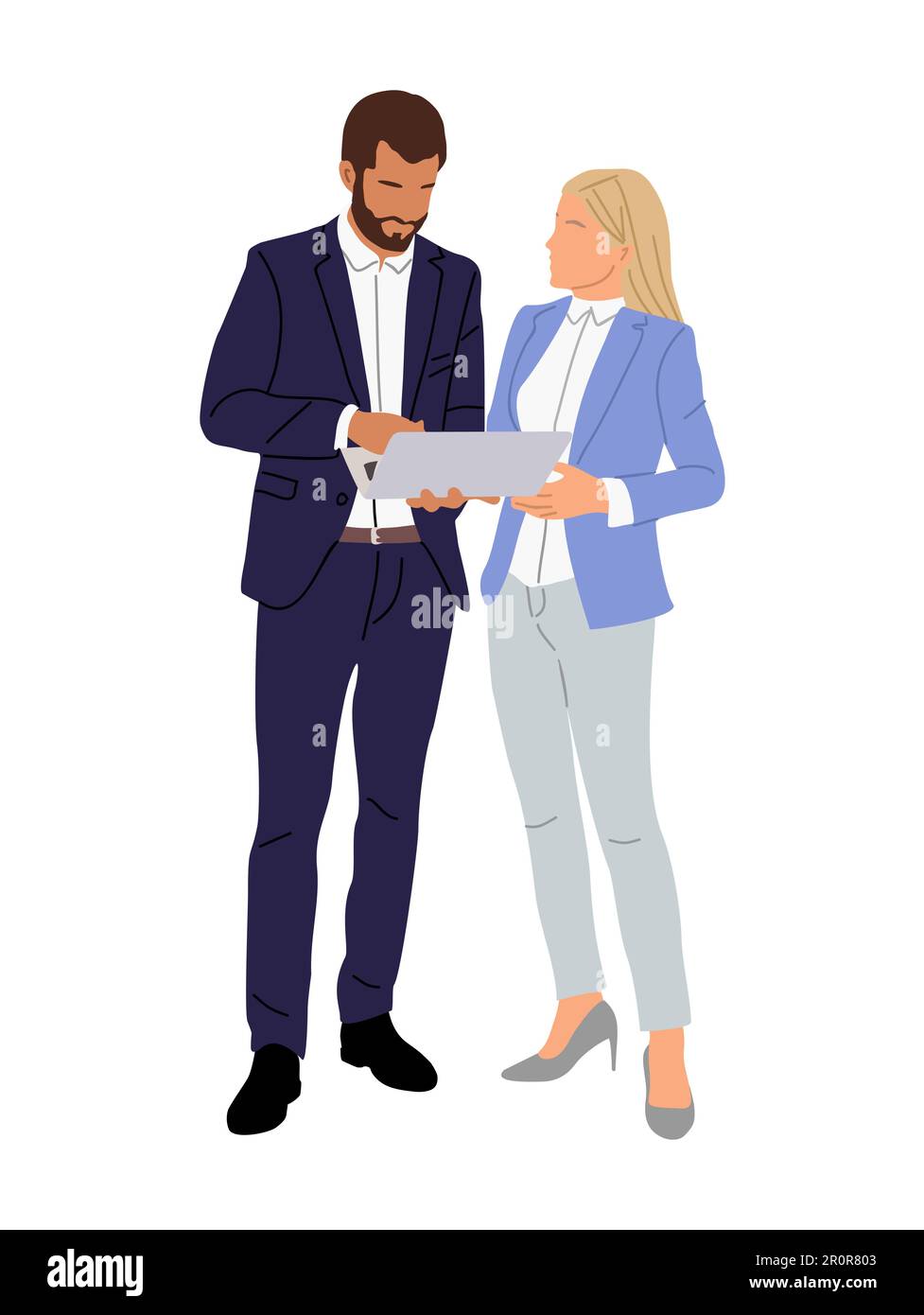 Business people working at laptop vector isolated Stock Vector Image ...