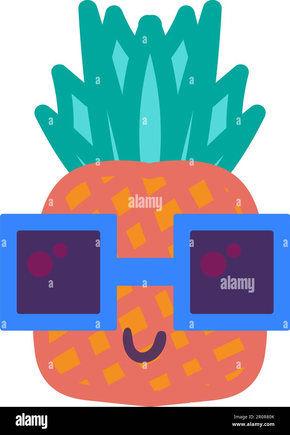 Cool pineapple emoji hand drawn vector illustration. Tropical fruit in ...