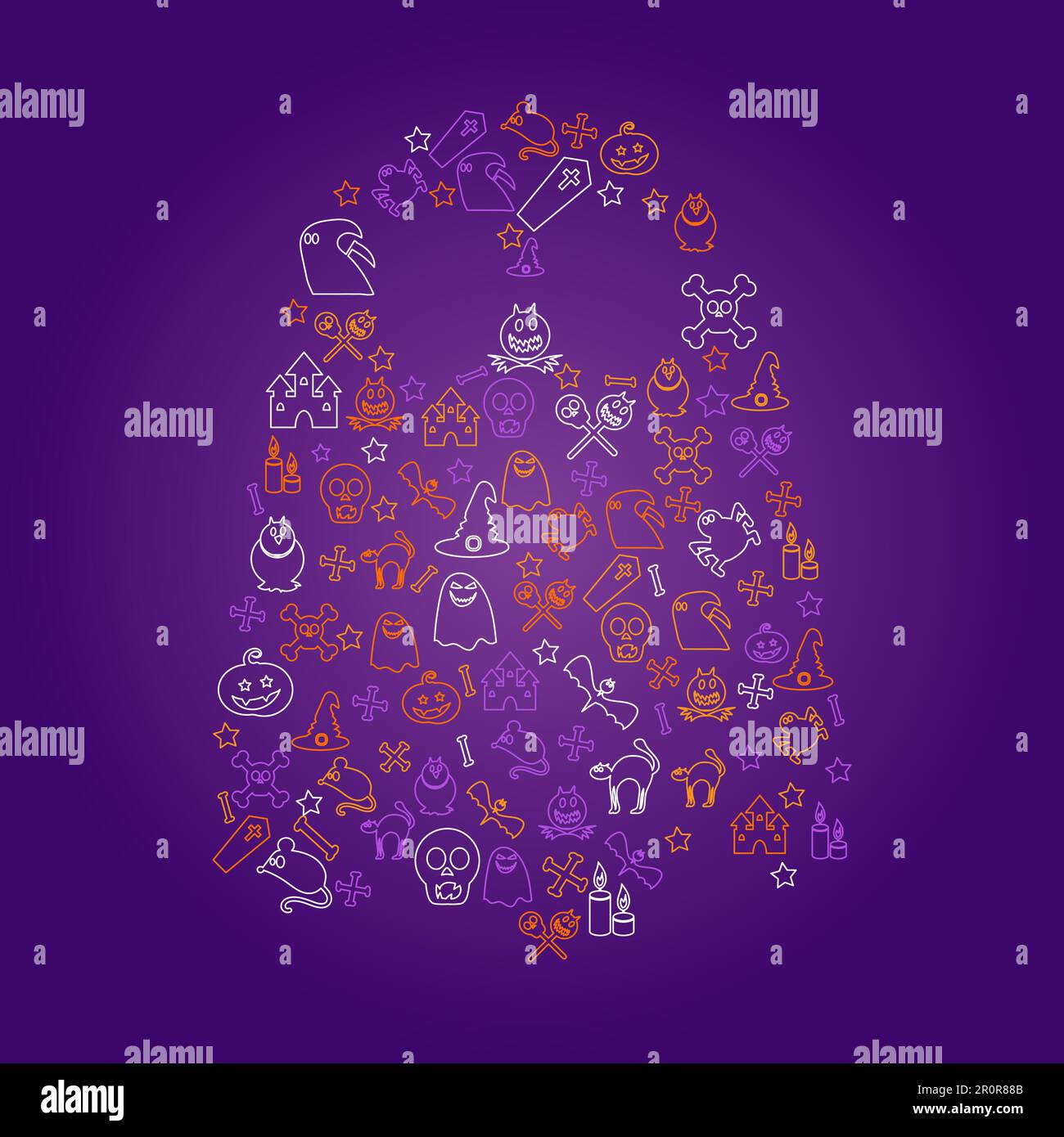 Halloween holiday vector postcard template. Autumn scary greeting card ...