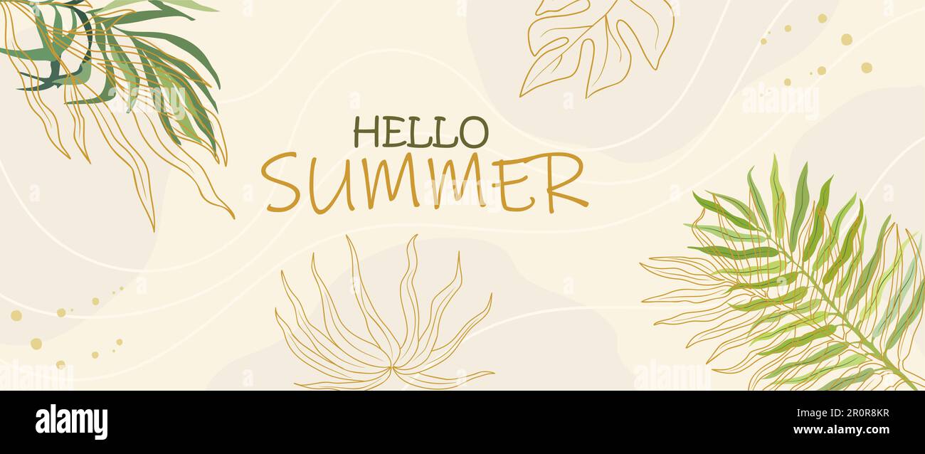 Summer Abstract art background with exotic leaves Stock Vector Image ...